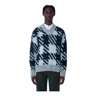 Dries Van Noten Karierten Wollmischpullover - - Knitwear - Herren - Wei&szlig; - XL
