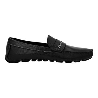 Philipp Plein Homme, Chaussures, Noir, Taille: 46 EU Logo Lettering Leather Mocassins