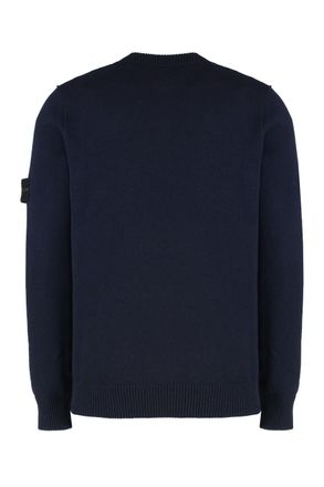 Stone Island Mens Wool-Blend Crew-Neck Sweater Blue Sweatshirts
