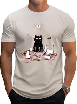 Generic T-shirt &agrave; manches courtes pour homme | T-shirt &agrave; manches courtes pour Halloween avec col rond surdimensionn&eacute; - V&ecirc;tements d&eacute;t&eacute; tendance en coton, kaki,