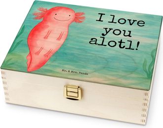 Mr. & Mrs. Panda Tee Organizer Axolotl Liebe Design - Geschenk, Freundin, Teedose, Beutel Halter, f&uuml;r, Hochzeitstag, Aufbewahrungsbox Teebeutel, Teeaufbewahrung, Freun