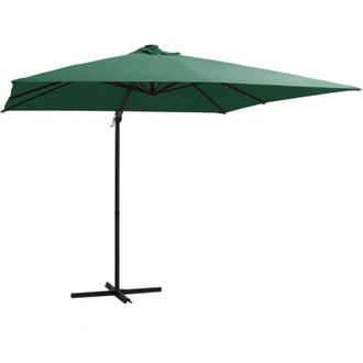 vidaXL Vidaxl - Parasol d&eacute;port&eacute; avec led et m&acirc;t en acier 250x250 cm Vert