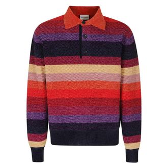 Dr&ocirc;le de Monsieur Chenille-gestreiftes Langarm-Poloshirt mit Pferde-Patch - - Tops - Herren - Mehrfarbig - S