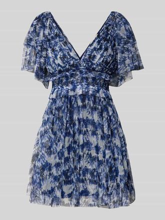 Lace & Beads Cocktailkleid aus Mesh mit V-Ausschnitt