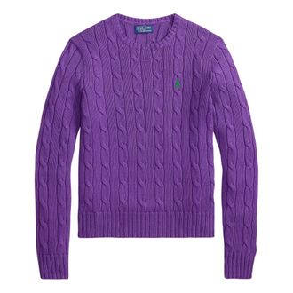 Ralph Lauren Femme, Pulls, Violet, Taille: 40 FR Pull en maille torsad&eacute;e avec logo brod&eacute;