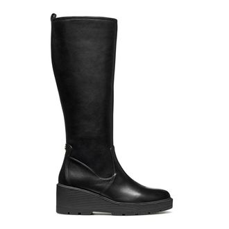 Geox D Miereille Damenstiefel aus Leder mit Keilabsatz, Schwarz, 37.5 EU