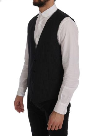Dolce & Gabbana Mens Gray Wool Stretch Vest Clothing