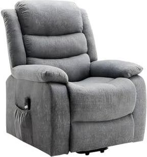 Vente-Unique Fauteuil releveur &eacute;lectrique en Tissu Gris Clair Nadine - Inclinable