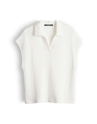 someday Poloshirt Kimena mit Ajourstruktur V-Ausschnitt mit Polokragen, l&auml;ssig-elegant