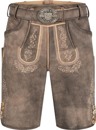 Krüger Herren Trachten Lederhose kurz, Modell: Lederhose Mailo mit Gürtel, Knielang, Art.-Nr. 969268-0-0071, 46