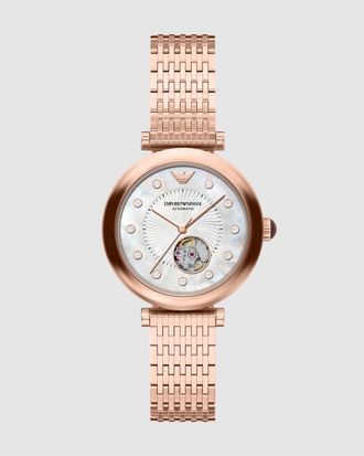 Emporio Armani Archelia Automatikuhr aus ros&eacute;goldfarbenem Edelstahl in Ros&eacute;gold