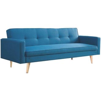 IDMarket Idmarket - Canap&eacute; droit scandinave 3 places convertible lars bleu canard