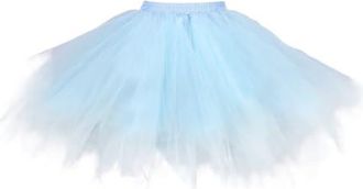 Generic Jupe Plissée Femme Tulle- Jupe Tutu Taille Elastique-Mini Jupe Sexy Femme Couleur Unie pour Fête Danse et Ballet Adulte Jupes Multi-Layer Bouffante Co