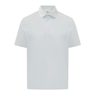 Brunello Cucinelli Homme, Tops, Bleu, Taille: M Polo à manches courtes avec fermeture boutonnée