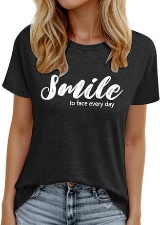 Generic T-shirt Imprim&eacute; Femme Col V T-shirt &agrave; Manches Courtes avec Impression Comme Haut D&eacute;t&eacute; D&eacute;contract&eacute; Pour Les Loisirs &Agrave; La Mode T-shirts Pour Femmes T-sh