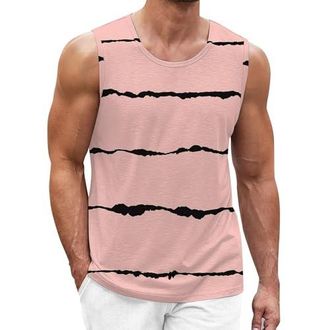 Generic D&eacute;bardeurs ray&eacute;s pour hommes d&eacute;t&eacute; de couleur unie assortie imprim&eacute;s loisirs vacances d&eacute;bardeur sans manches pour hommes chemises sans manches, rose, 3