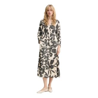 Marc O'Polo Gebl&uuml;mtes Viskose-Midikleid mit Stufen - - Dresses - Damen - Mehrfarbig - M