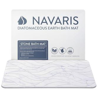 Navaris Tapis de Bain diatomite - Tapis en Terre de diatomée 60 x 39 x 0,9 cm antidérapant Absorbant séchage Rapide pour Sol Salle de Bain Douche - Tapis Aspe