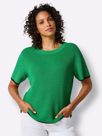 Cr&eacute;ation L T-Shirt Lyocell-Baumwoll-Pullover Kurzarm Rippoptik