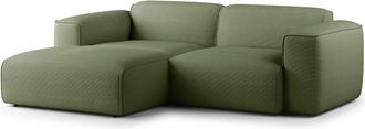 Studio Copenhagen home24 Ecksofa mit XL-Longchair Gr&uuml;n Cordstoff Snor 260 x 71 x 171cm Longchair davorstehend links Modern