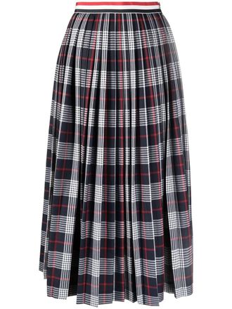 Thom Browne jupe pliss&eacute;e &agrave; carreaux - Bleu