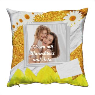 Indigos UG Foto-Kissen mit eigenem Foto individuell Bedruckt - Sun - selbst gestalten - 38x38 cm - bunt - mit Kissenf&uuml;llung - personalisierte Geschenkidee - Kopf