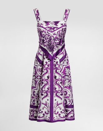 Dolce & Gabbana Majolica-print Silk Twill Dress - Frau Kleider Multicolor 36