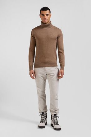 Eden Park Pull Col Roul&eacute; En Laine Et Coton Camel Coupe Regular