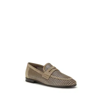 Brunello Cucinelli Womens Beige Calf Leather Bos Taurus Slip-On Loafers