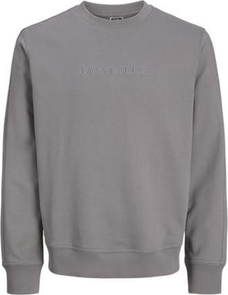 Jack & Jones Mold Print Crew Neck Jcorecharge Sweat &agrave; col Rond imprim&eacute; moul&eacute;, Flanelle Grise, L Homme