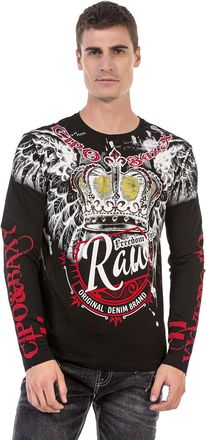 Cipo & Baxx Herren Sweatshirt CL451 Schwarz - Stylischer Pullover im Modernen Streetwear Look mit Rundhals & Print - Bequemer Sweater f&uuml;r Alltag, Freizeit & Party