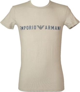 Emporio Armani t-Shirt pour Homme, Manches mi-Longues, col Rond, Chemise en Coton Stretch avec Logo Article 111035 4R516, 05543 Pietra/Pebble, XL