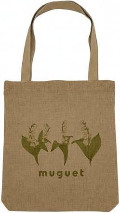 Fabulous Sac Shopping Tote Bag Aspect Lin - Muguet Fleurs Minimaliste Chic Jardin Amour - Sac de Courses Toile Epaisse 360g Beige Naturel Cabas Port&eacute; Epaule So