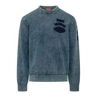 Diesel Homme, Sweatshirts et sweats &agrave; capuche, Bleu, Taille: S Pull col rond c&ocirc;tel&eacute;