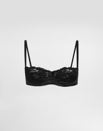 Dolce & Gabbana Balconette-bh Aus Satin Und Spitze - Frau Unterwäsche Schwarz 4