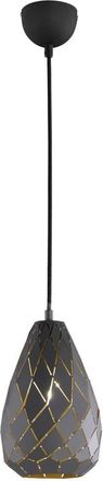 Trio Leuchten Pendelleuchte Onyx 301300142, Metall, anthrazit / innen goldfarbig, Kabel gewebeummantelt schwarz