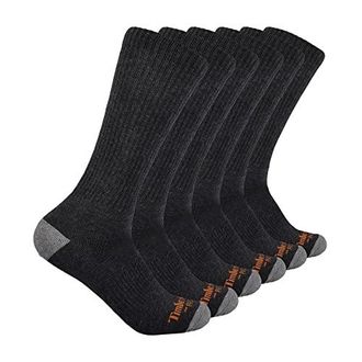 Timberland 6-Pack Performance Crew Length Socks Chaussettes d&eacute;contract&eacute;es, Gris Anthracite chin&eacute;, L (Lot de 6) Homme