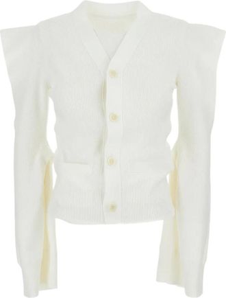 sacai Femme, Pulls, Blanc, Taille: 34 FR Cardigan Tricot&eacute; en Coton