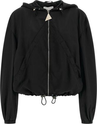 The Attico Femme, Vestes, Noir, Taille: 36 FR Overdyed Nylon Hooded Bomber Jacket
