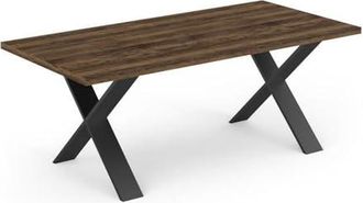 Demeyere Monaco Esstisch, Holzwerkstoff, Dunkles Holz und Schwarz, 180 x 75 x 90 cm