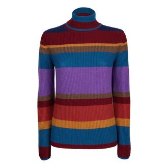 Gallo Gallo, Femme, Pulls, Multicolore, Taille: 42 FR Dolcevita a coste righe