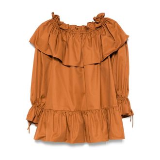 Saint Laurent Braunes Off-Shoulder Kleid mit Taschen - - Dresses - Damen - Braun - S