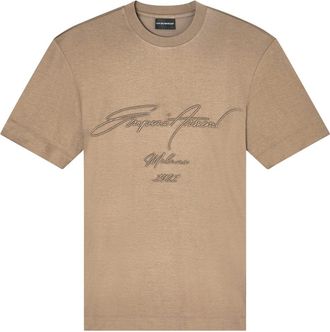 Emporio Armani Homme, Tops, Brun, Taille: XL T-shirt &agrave; col rond