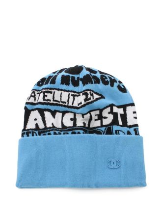 Chanel bonnet en intarsia (1986-1988) - Bleu