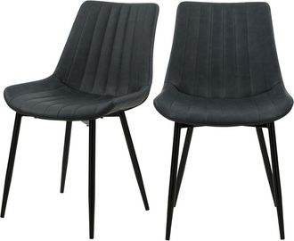 Rendez-Vous Déco Rendez-vous Déco - Lot de 2 chaises en cuir synthétique gris foncé et métal noir - killi