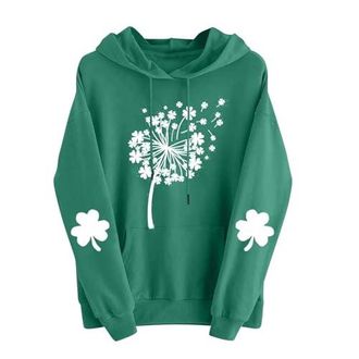 Generic Sweat &agrave; capuche pour femme avec motif tr&egrave;fle irlandais &agrave; manches longues avec poche - Pull ample avec poches, Rose., XXL