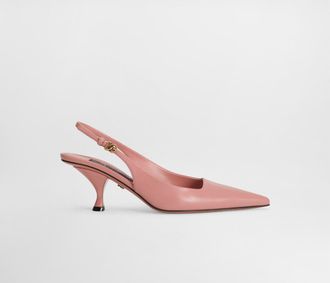 Dolce & Gabbana Lollo Polished Calfskin Slingback - Frau Pumps Und Slingbacks Pink 37.5