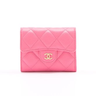 Chanel Pink Caviar Quilted Mini Wallet On Chain