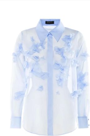 Nenette Femme, Blouses et Chemises, Bleu, Taille: 44 FR Chemise &eacute;l&eacute;gante en organza semi-transparent