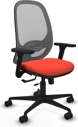 Piqueras y Crespo B&uuml;rostuhl mit 3D-Armen, h&ouml;henverstellbare Lendenwirbelst&uuml;tze, ausgestattet mit Syncro/Translack und Schneideschaum, Grau/Dunkelorange